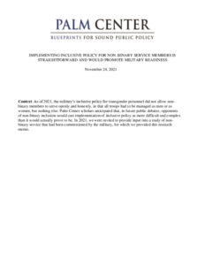 Implementing Inclusive Policy for Non-Binary Service Members is ...